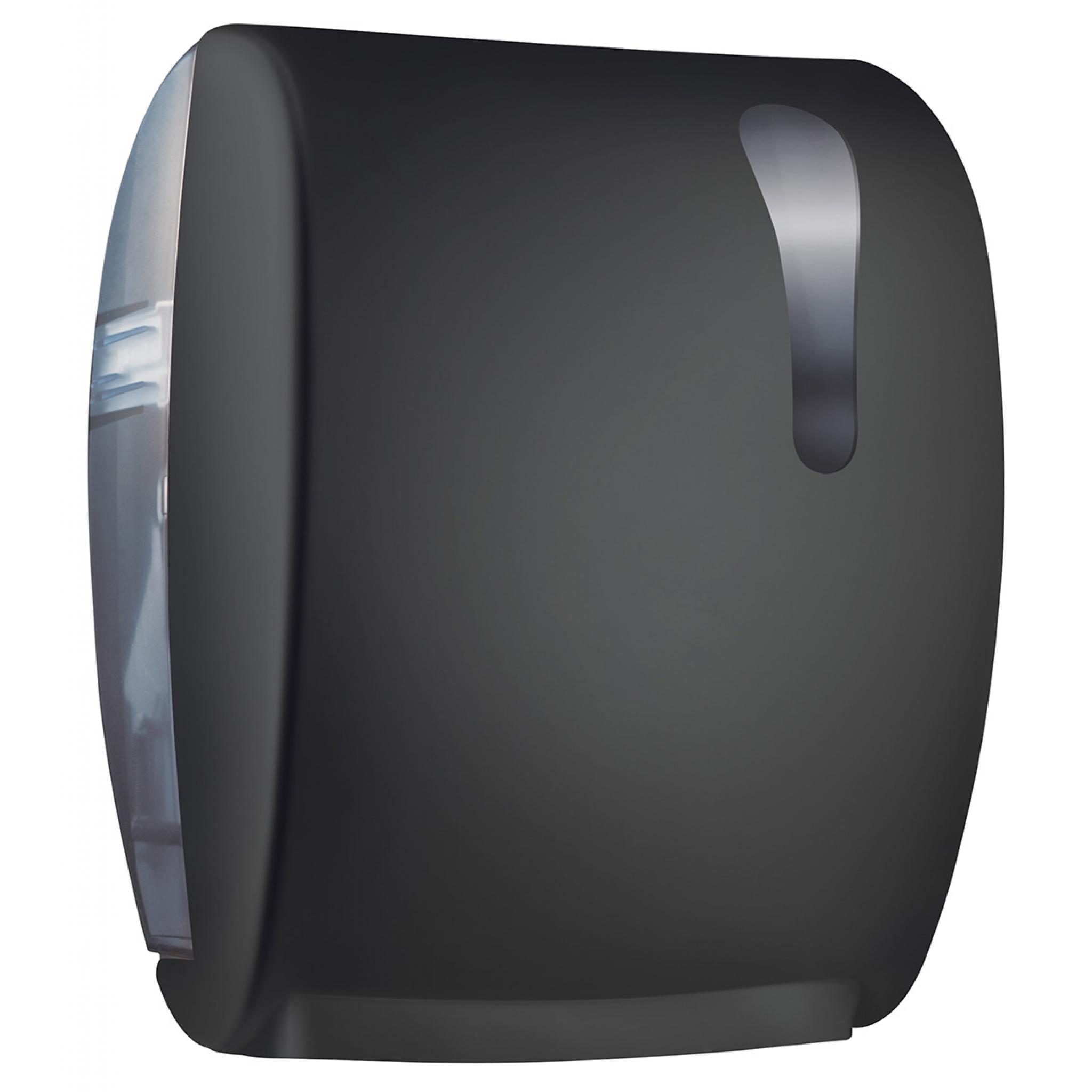 BLACK series paper towel dispenser with manual pull and auto-cut